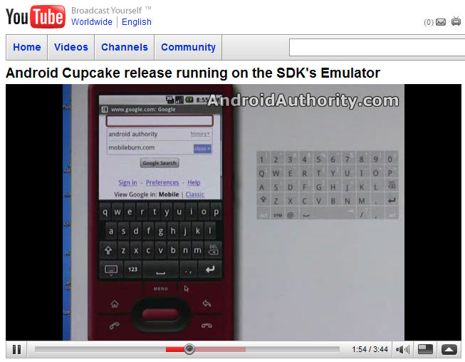 Android Cupcake Home Screen