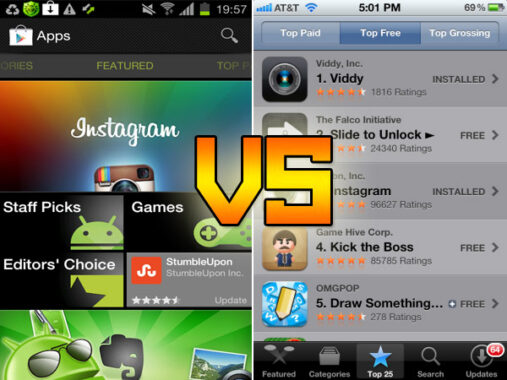 Google Play (Android Market) vs Apple App Store - 2012