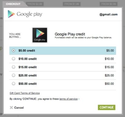 Google Play store credits now available online from Google