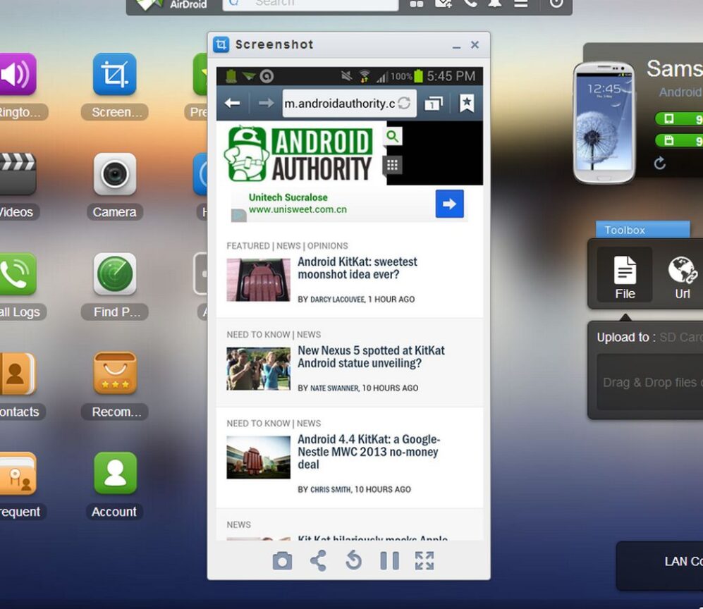 AirDroid: Control your Android device from a PC!
