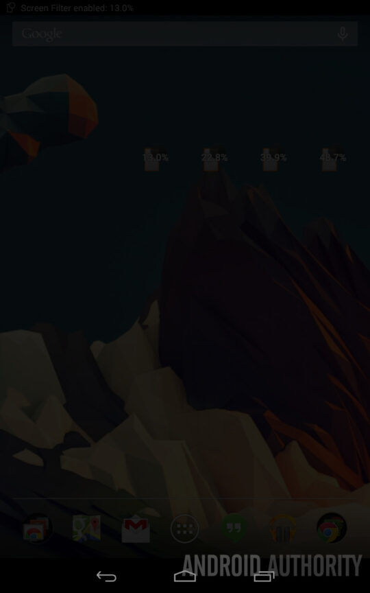 Android customization - Screen Filter, dim your display to see in the ...