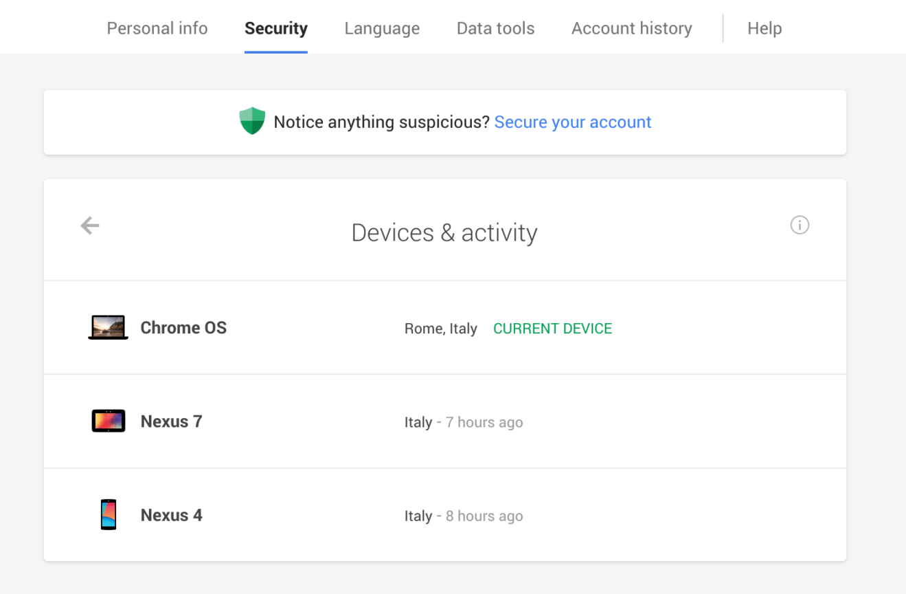 Google makes it simple to track your account and devices