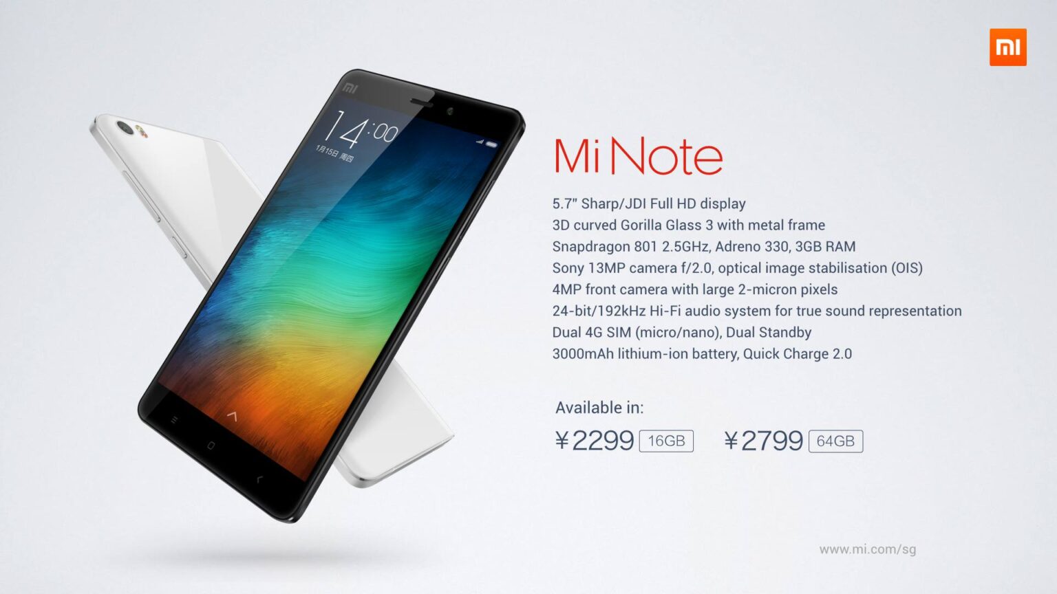 Xiaomi unveils Mi Note and Mi Note Pro: 5.7-inch high-end goodness