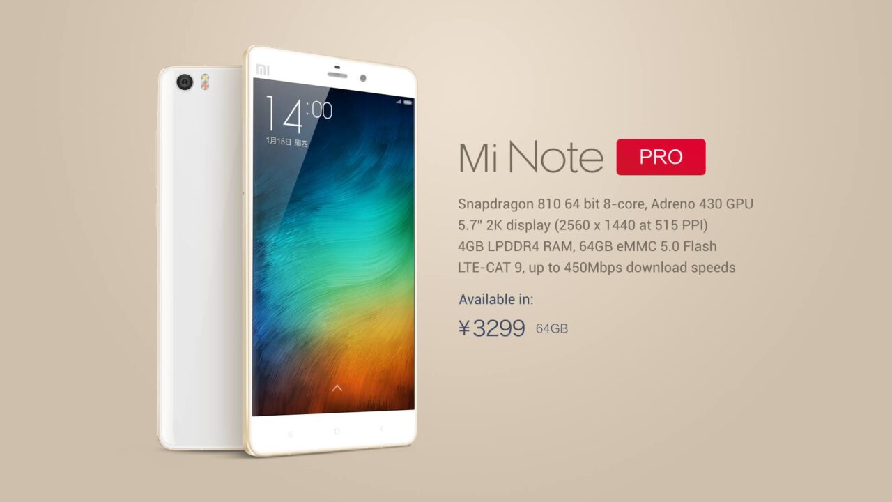 Xiaomi unveils Mi Note and Mi Note Pro: 5.7-inch high-end goodness