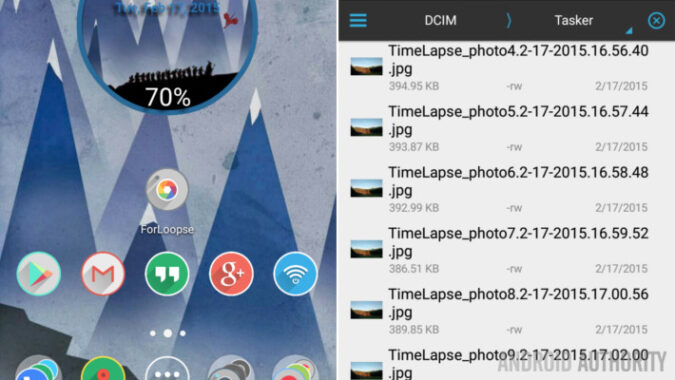 Android customization - capture time lapse images using Tasker, coding 101: the For loop ...