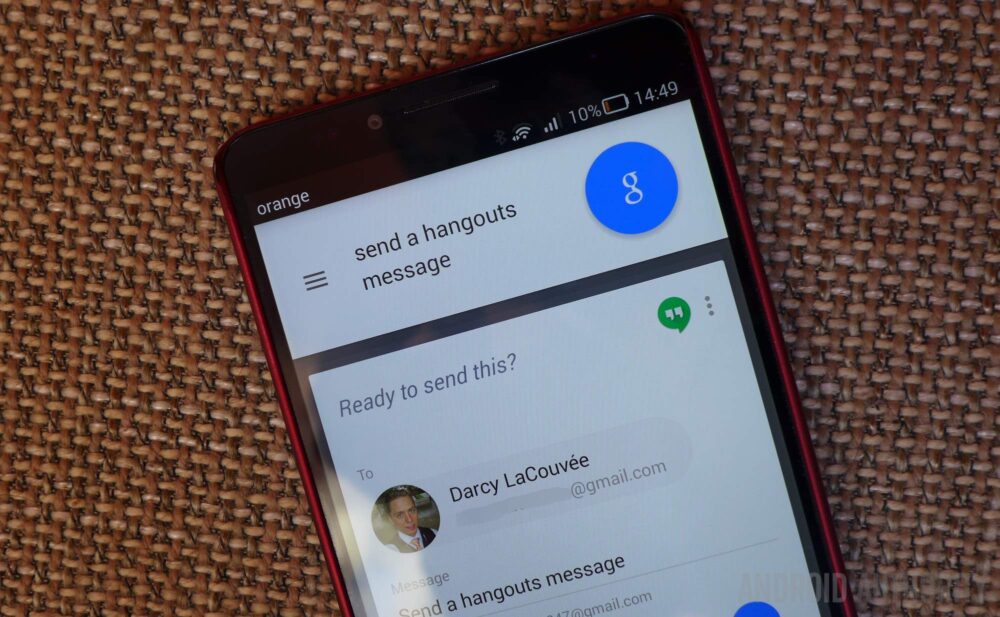 You can now use your voice to send a Hangouts message from Google Now