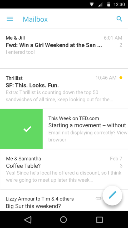 Mailbox for Android version 2.0.1 update brings a Material Design refresh
