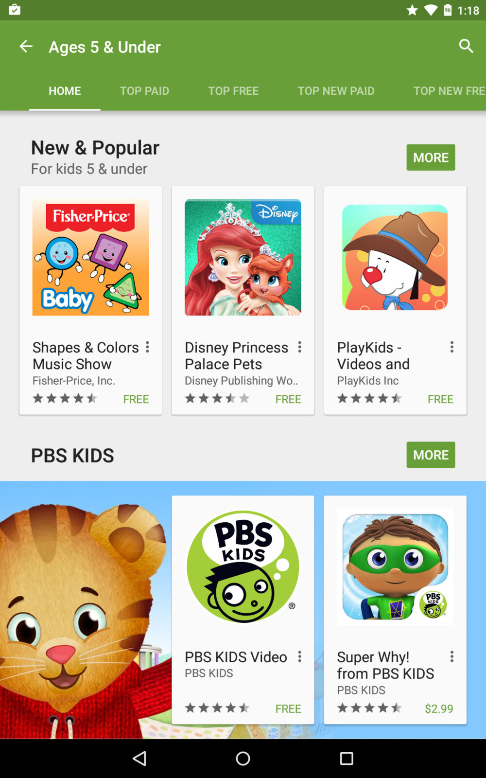 Google's new family-friendly section now live in the Play Store