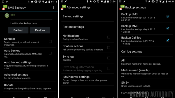 Backup your SMS, MMS and call log automatically - Android customization - Android Authority