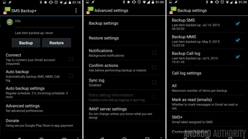 Backup your SMS, MMS and call log automatically - Android customization ...