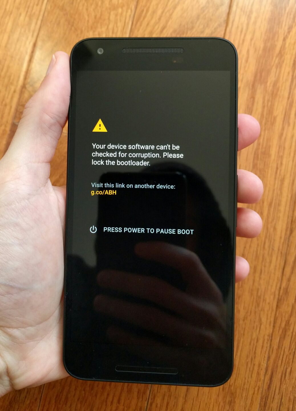 Here's how Verified Boot warnings look in Android 6.0 Marshmallow