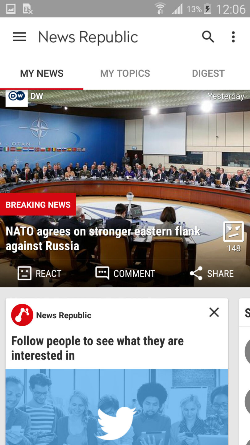 Latest News Republic for Android update brings some handy new social ...