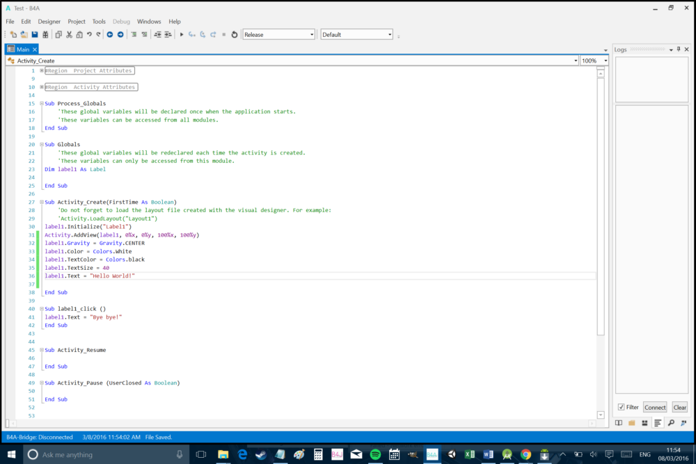 An introduction to Basic4Android