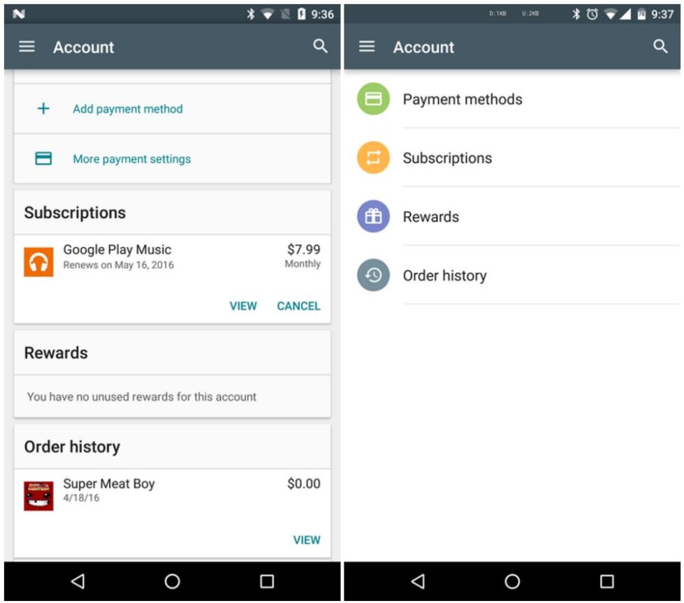 Google Play Store Accounts screen gets a facelift - Android Authority