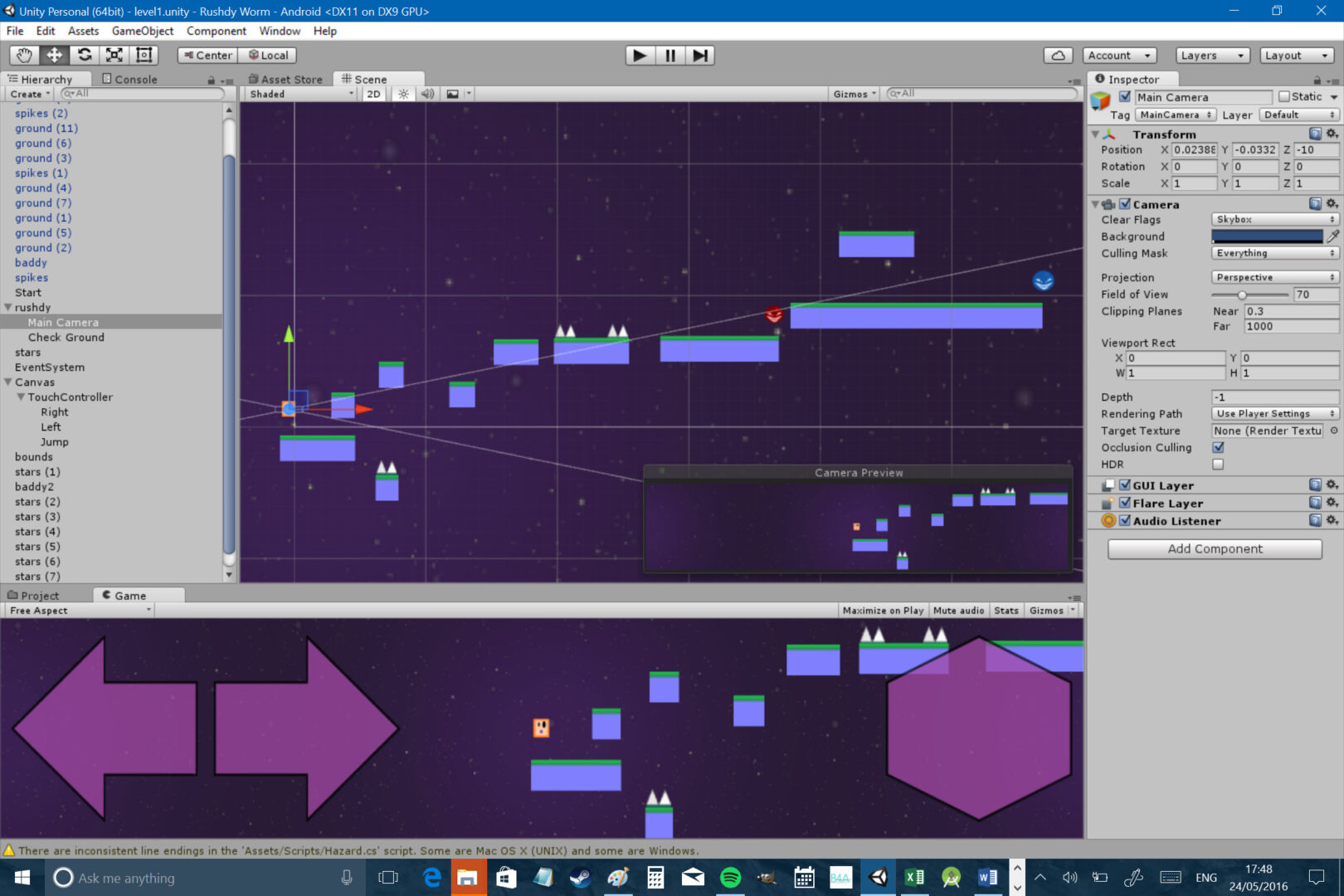 How to create a 2D platformer for Android in Unity - Part two