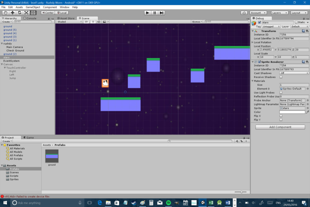How to create a 2D platformer for Android in Unity - Part two