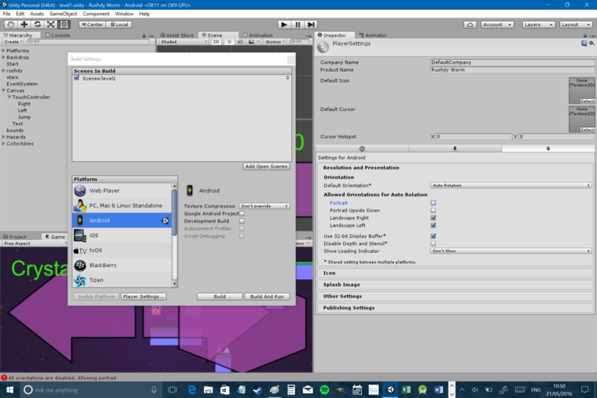 How to make a 2D platformer for Android in Unity - Part three