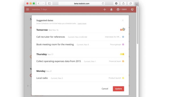 Todoist wants to plan your day with AI-based Smart Schedule