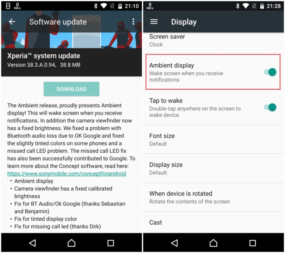 Ambient display arrives in latest Xperia Concept update - Android Authority