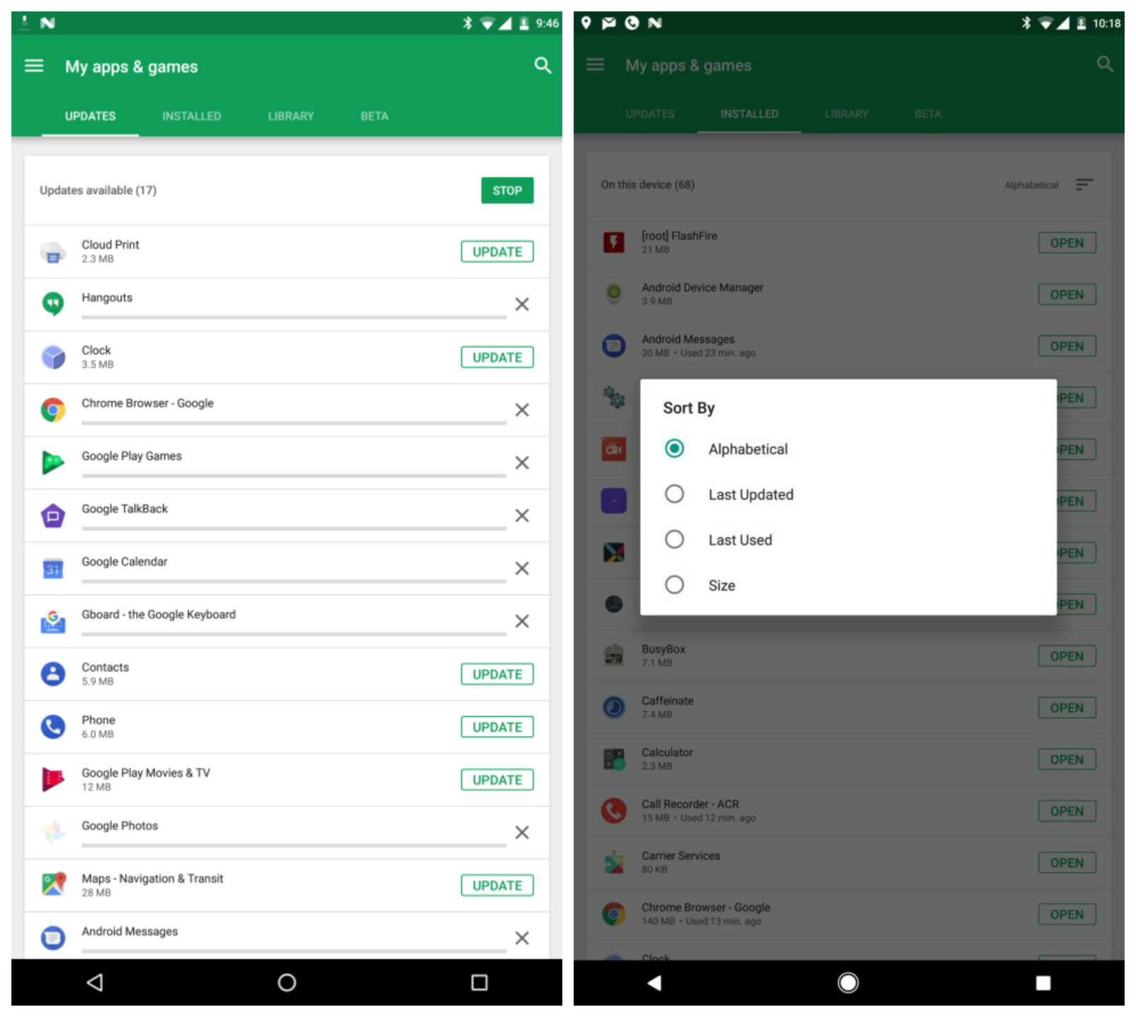 Google Play's "My Apps & Games" section gets new tabs and sorting options