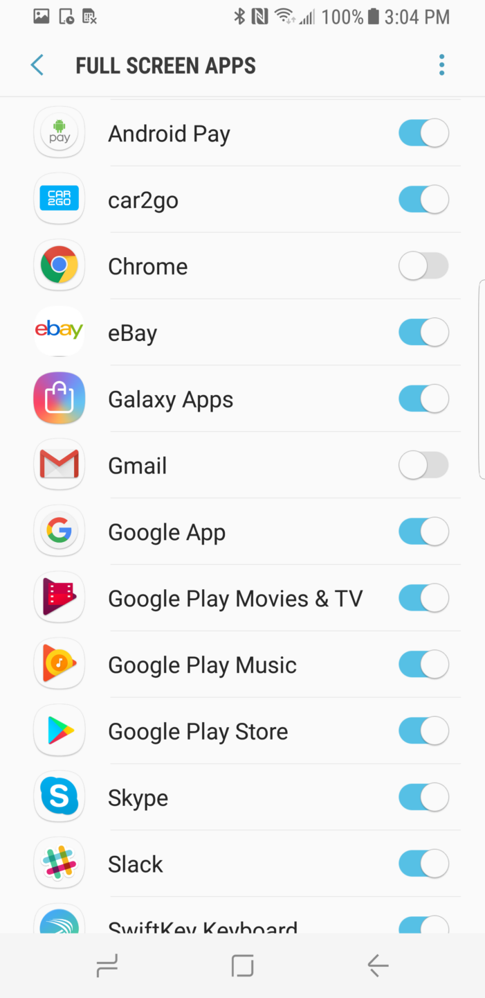 How to force apps into full screen on the Samsung Galaxy S8
