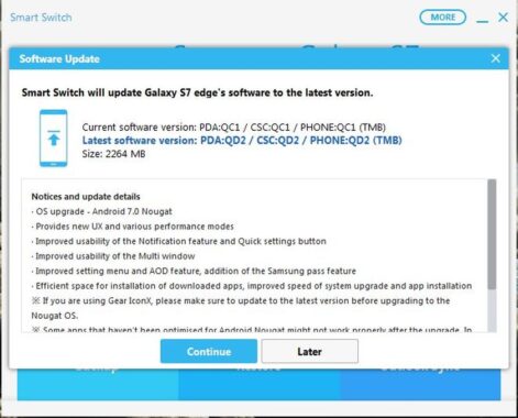 Samsung Galaxy S7 Edge Nougat manual update available for unlocked US ...