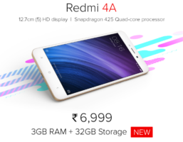 Xiaomi Redmi 4A with 3 GB of RAM and 32 GB of storage launches in India ...