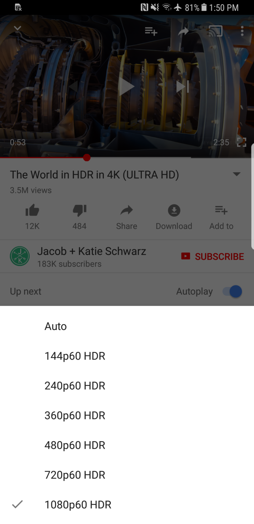 (Update: Google Pixel too) YouTube HDR playback arrives on the Samsung Galaxy S8 and Xperia XZ ...