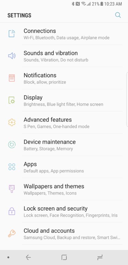 How to change navigation buttons on the Samsung Galaxy Note 8 - Android ...