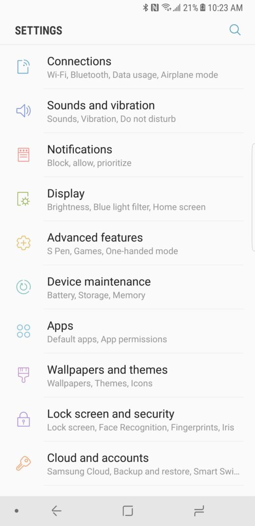 How to change navigation buttons on the Samsung Galaxy Note 8 - Android ...