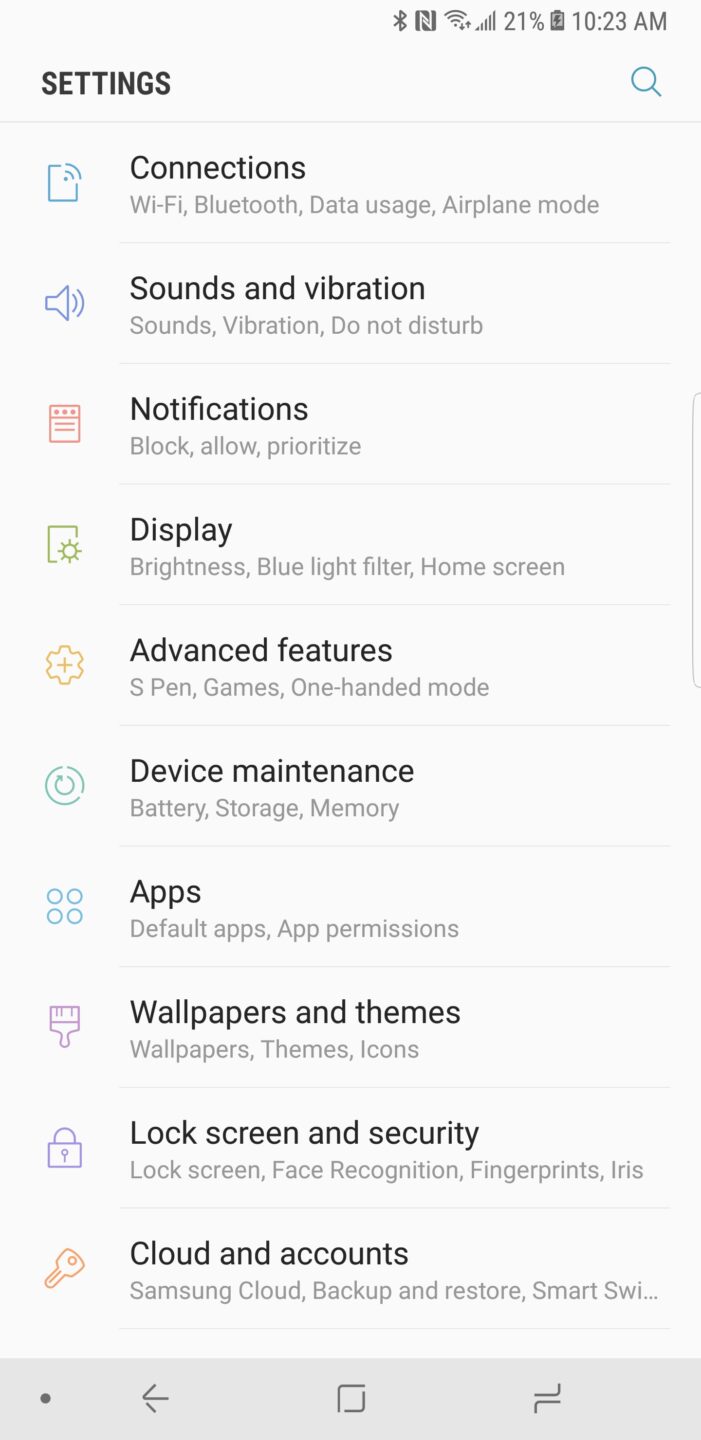How to change navigation buttons on the Samsung Galaxy Note 8 - Android ...