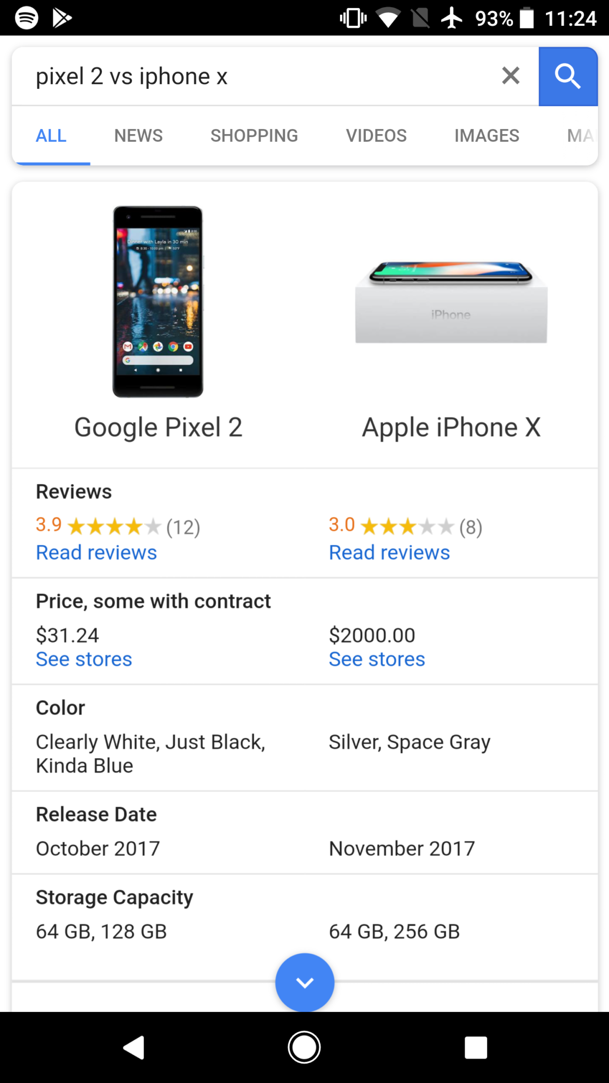Google Search lets you compare any two devices to your heart's content ...