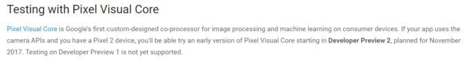 Google Pixel Visual Core support postponed until Android 8.1 Dev Preview 2