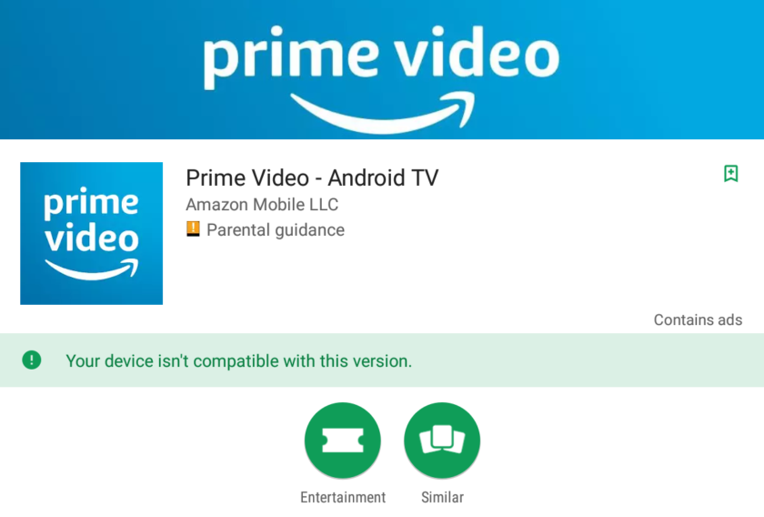 Amazon Prime Video for Android TV has launched on the Play Store