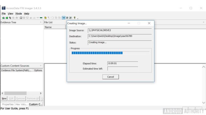 How to perform a physical acquisition on an SD card using a forensic tool