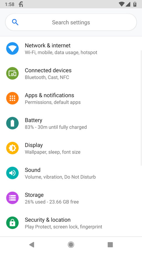 Android P has a new colorful design for Android settings