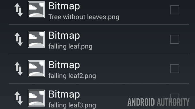 Android customization - autumn inspired 'animated' widget, moving elements based on variables in ...