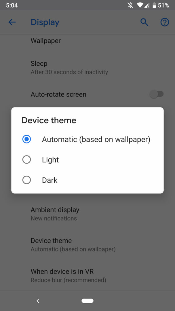 Android P beta 3 lets you manually switch between light and dark themes