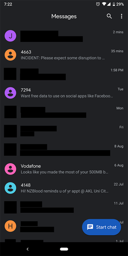 Android Messages dark mode and Material Design theme rolling out now