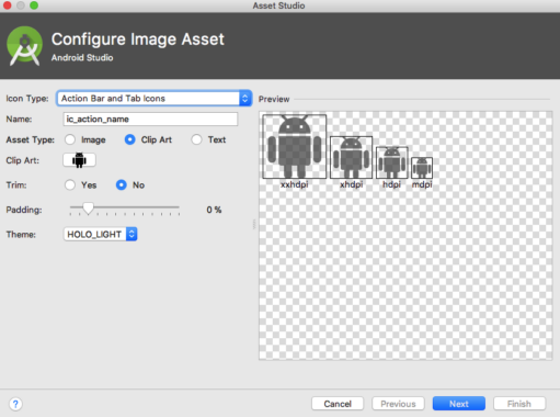 Creating adaptive, legacy, tab and action bar icons with Image Asset ...