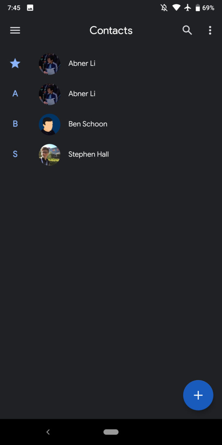 Dark theme coming to Google Contacts Android app starting today
