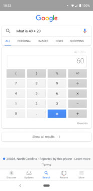 Google will answer some questions instead of loading search results