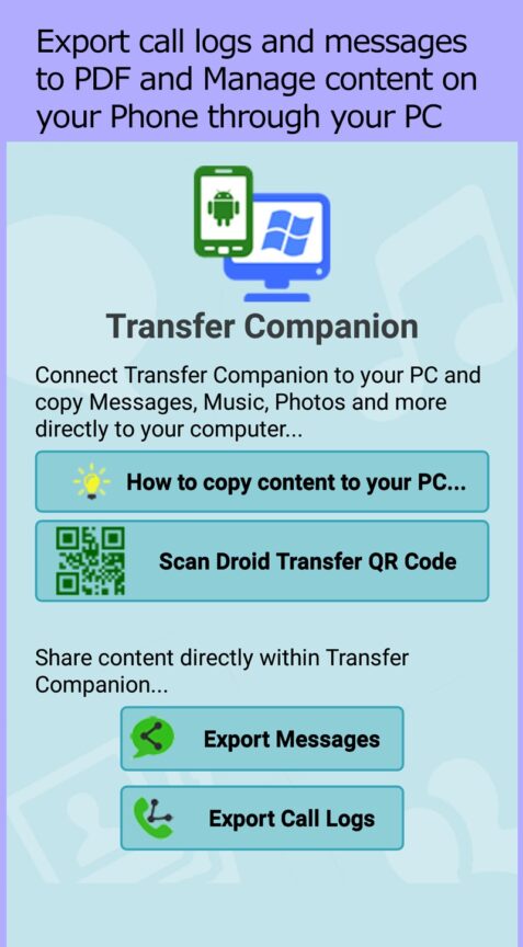 Backup your Android phone with Transfer Companion and Droid Transfer