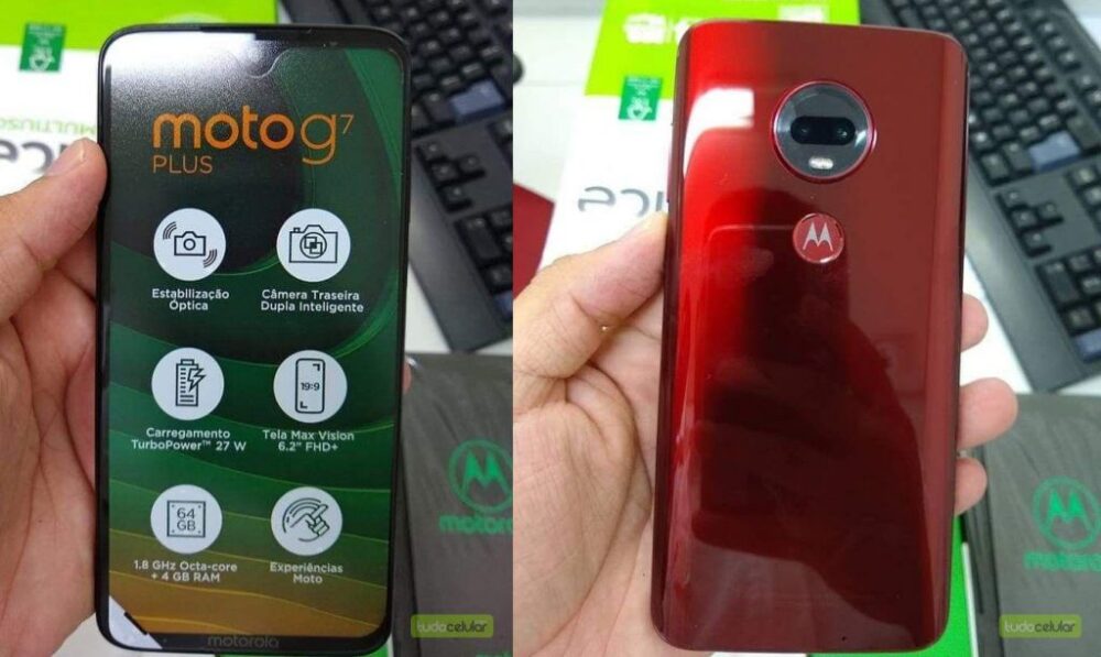 Hands-on images of Motorola Moto G7 Plus in pretty red color