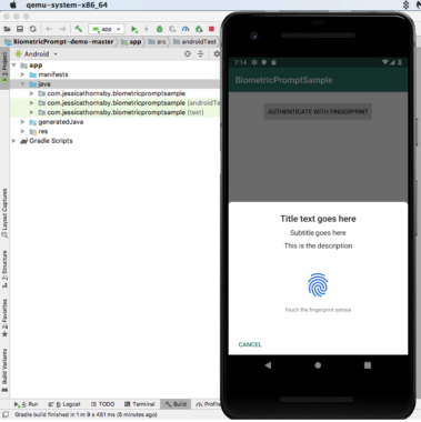 Add fingerprint authentication to your app, using BiometricPrompt