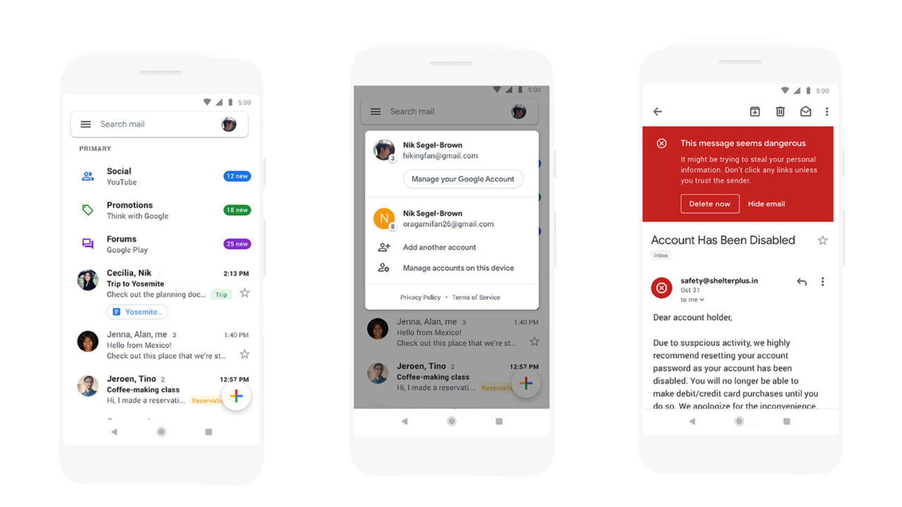Gmail app redesign is mostly white space (Update: Rolling out now)