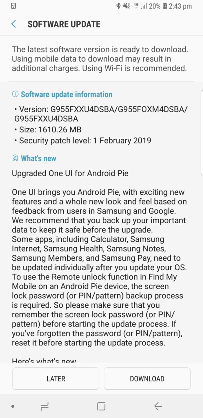 Stable Android 9 Pie and One UI rolling out to Samsung Galaxy S8 in India