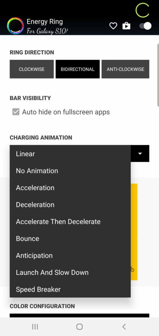 App uses Samsung Galaxy camera cutouts as battery level