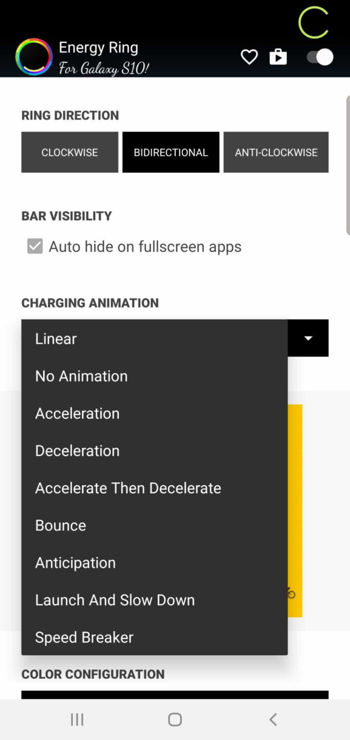 App uses Samsung Galaxy camera cutouts as battery level