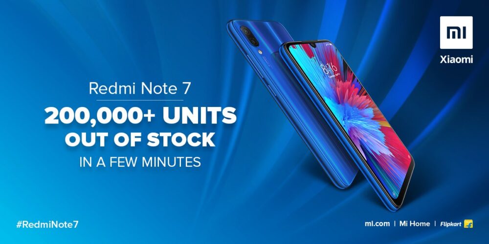 Redmi Note 7 sells out 200,000 units in first flash sale in India
